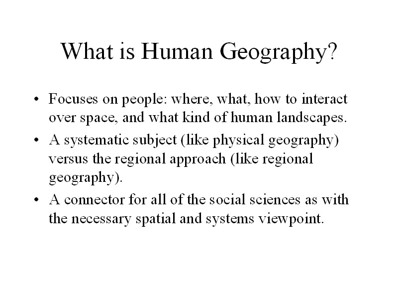 What is Human Geography?