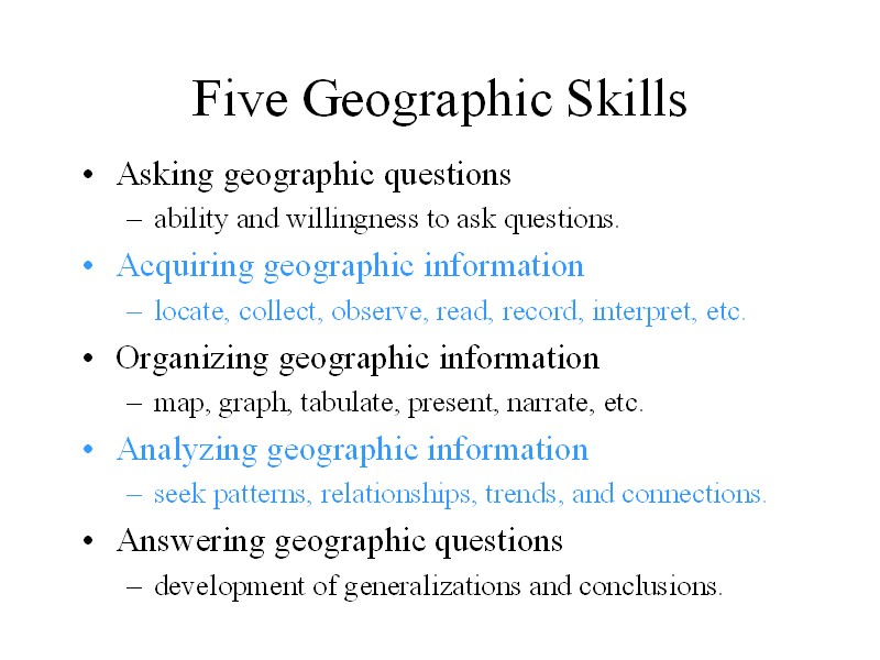 Five Geographic Skills